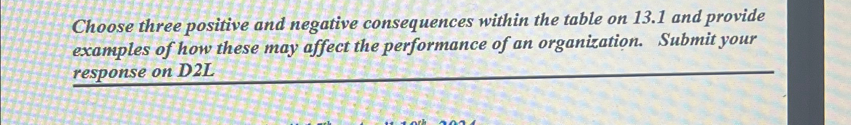 Solved Choose three positive and negative consequences | Chegg.com