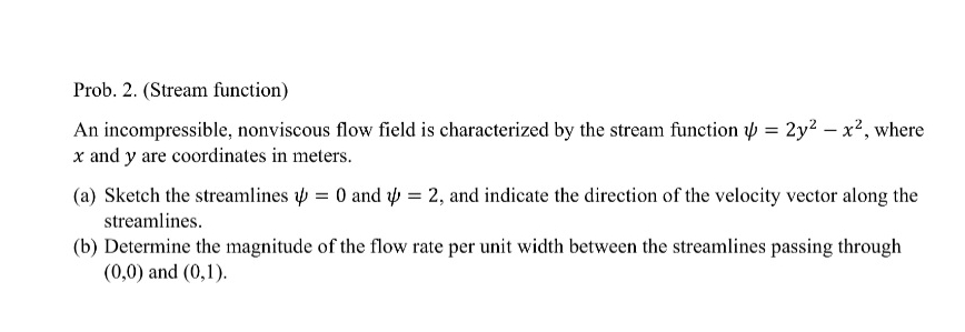 Solved Prob. 2. (Stream function)An incompressible, | Chegg.com