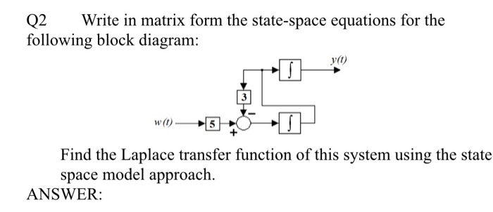 Solved Q2 Write in matrix form the state-space equations for | Chegg.com