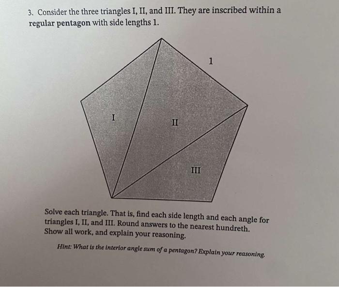Solved 3. Consider the three triangles I, II, and III. They | Chegg.com