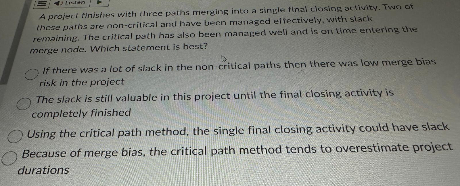 Solved A project finishes with three paths merging into a | Chegg.com