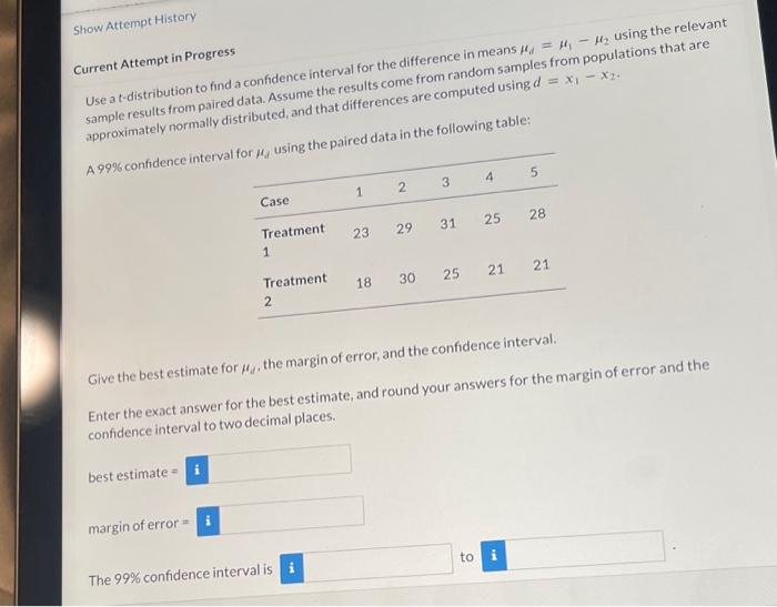 Show Attempt History Current Attempt in Progress Use | Chegg.com