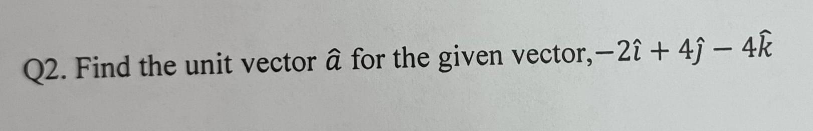 Solved Q2. Find the unit vector a^ for the given vector, | Chegg.com