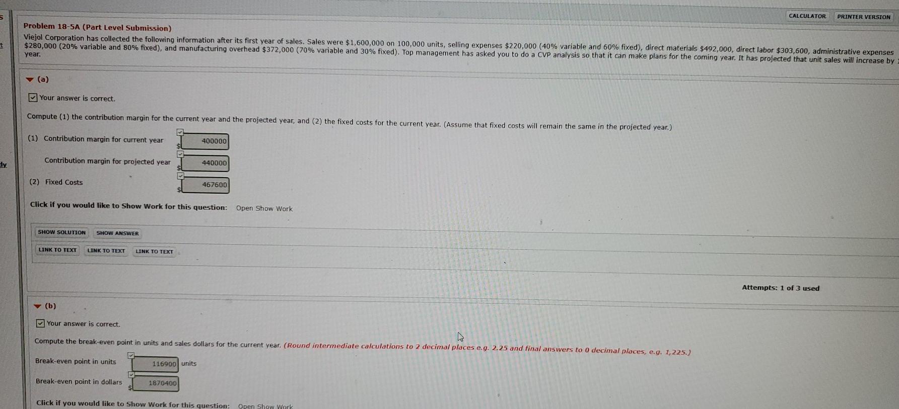 Solved CALCULATOR PRINTER VERSION Problem 18-5A (Part Level | Chegg.com
