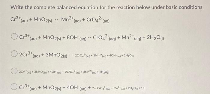 Solved Write the complete balanced equation for the reaction | Chegg.com