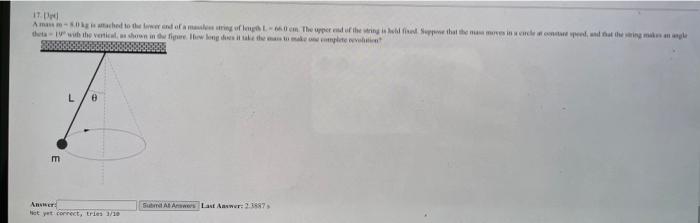 Solved A mass m=8.0 kg is attached to the lower end of a | Chegg.com