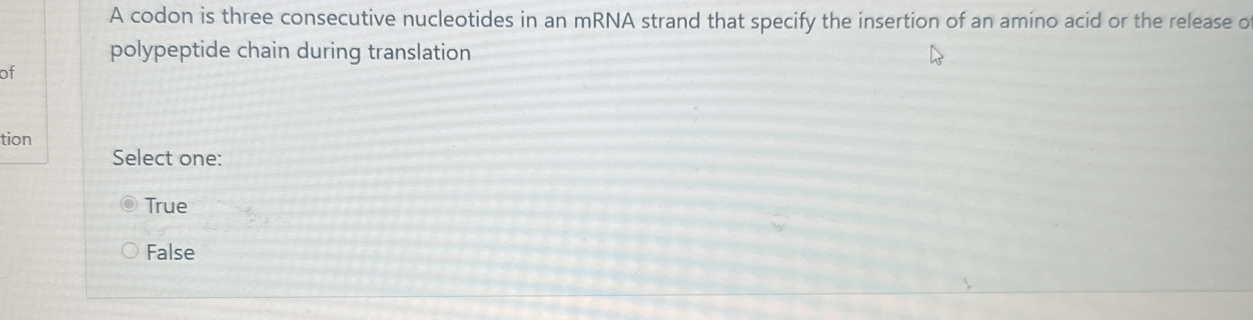 Solved A codon is three consecutive nucleotides in an mRNA | Chegg.com