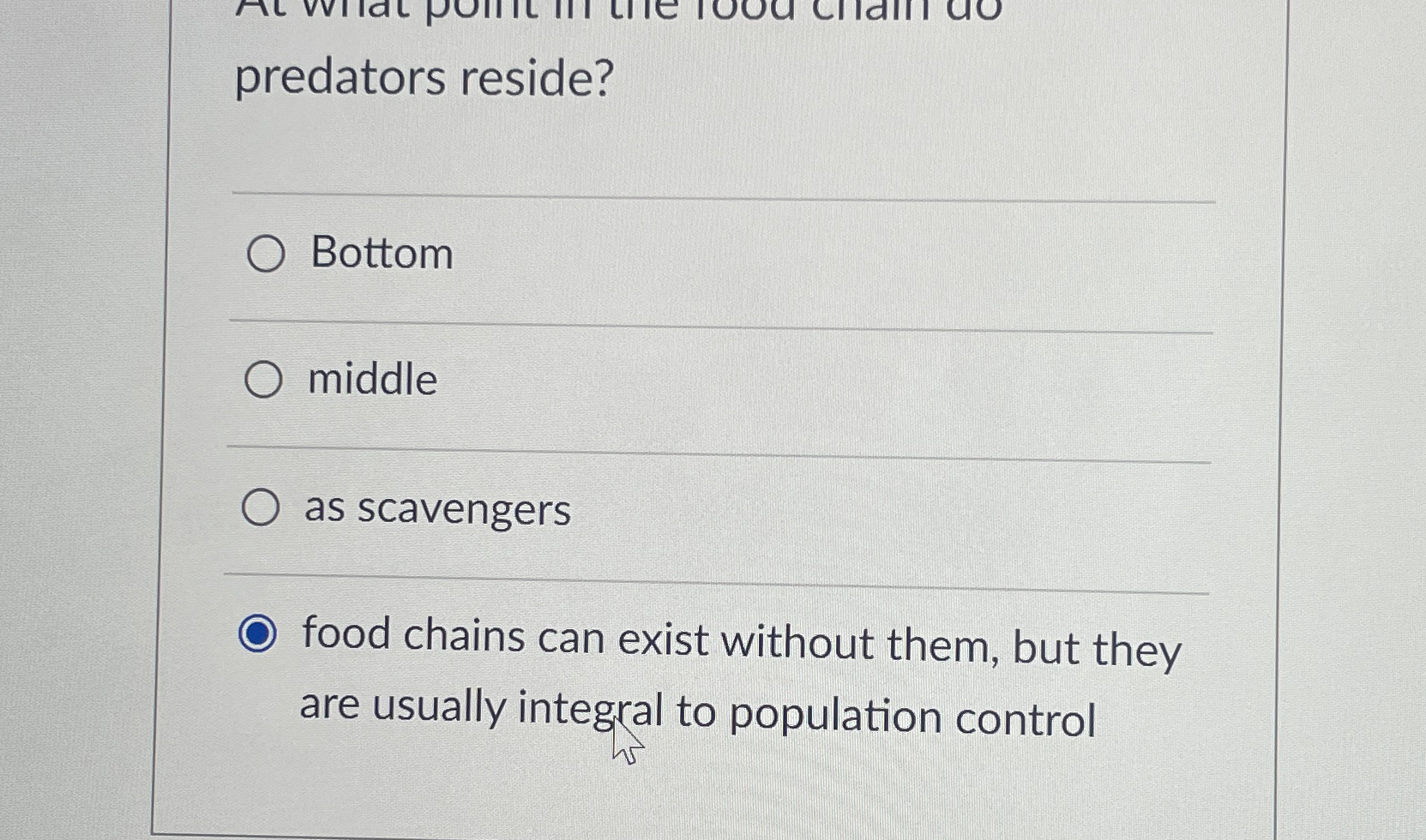 Solved predators reside?Bottommiddleas scavengersfood chains | Chegg.com