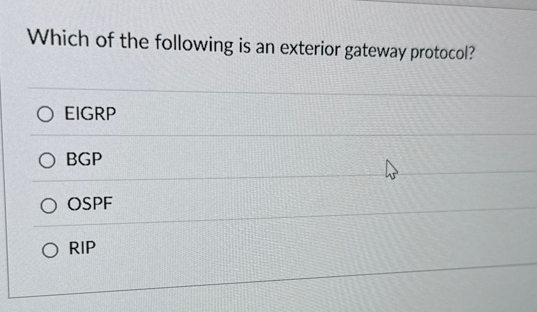 Solved Which of the following is an exterior gateway | Chegg.com