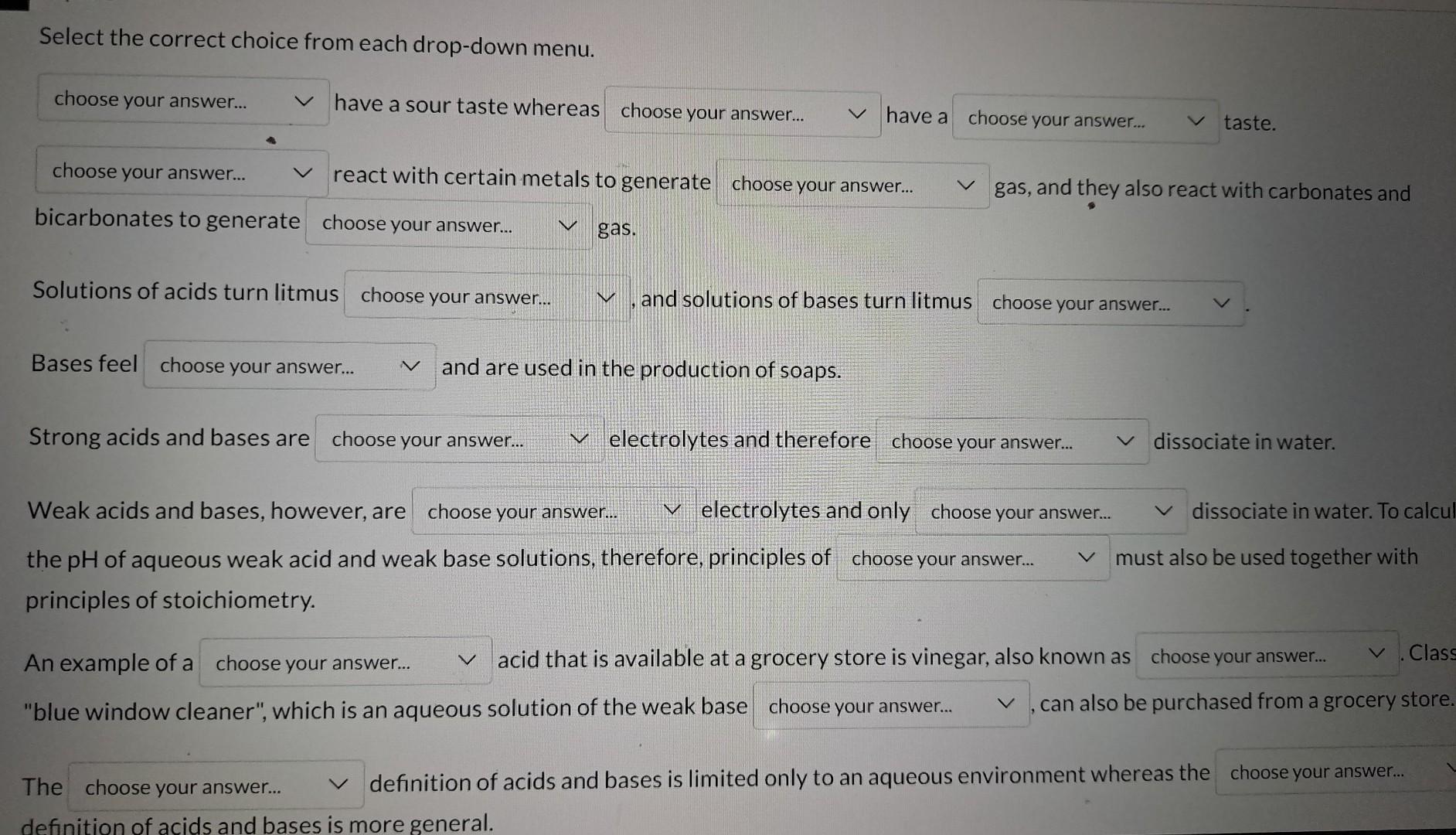 Solved Select the correct choice from each drop-down menu. | Chegg.com