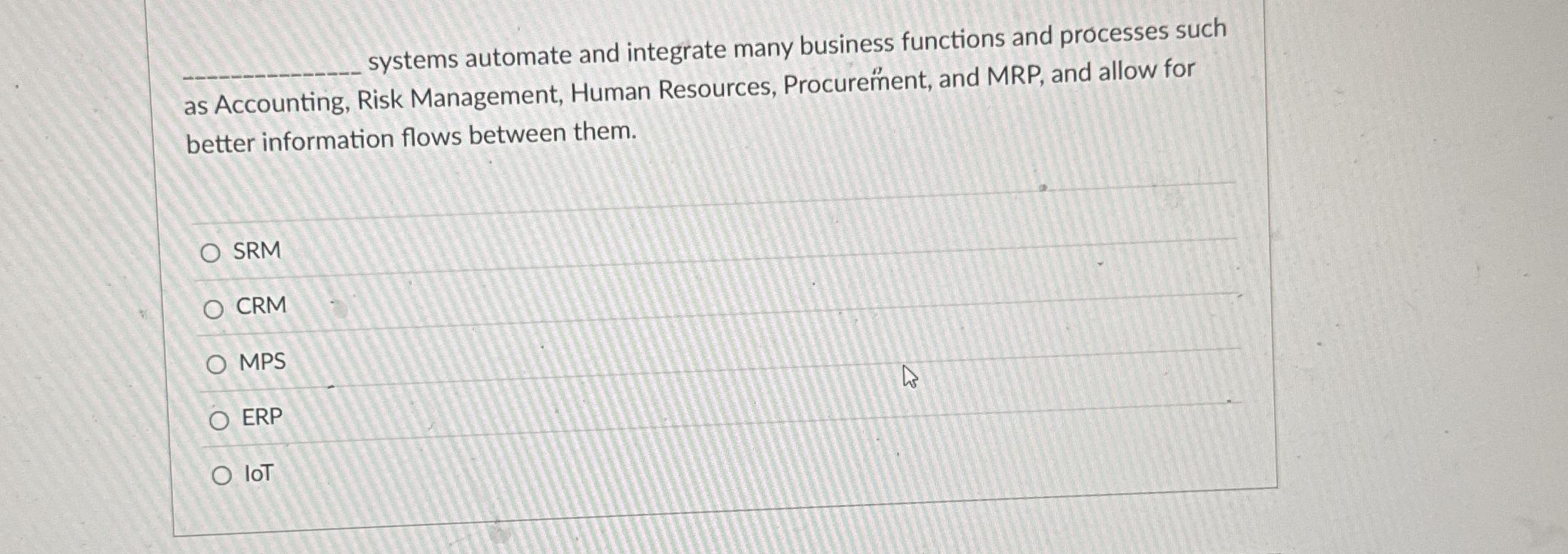 Solved systems automate and integrate many business | Chegg.com