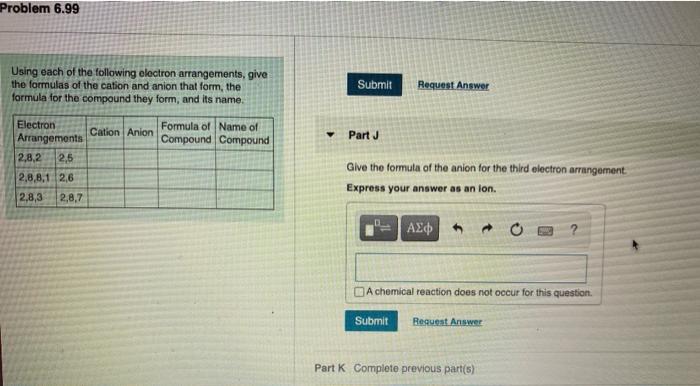 Solved Problem 6.99 Using each of the following electron | Chegg.com