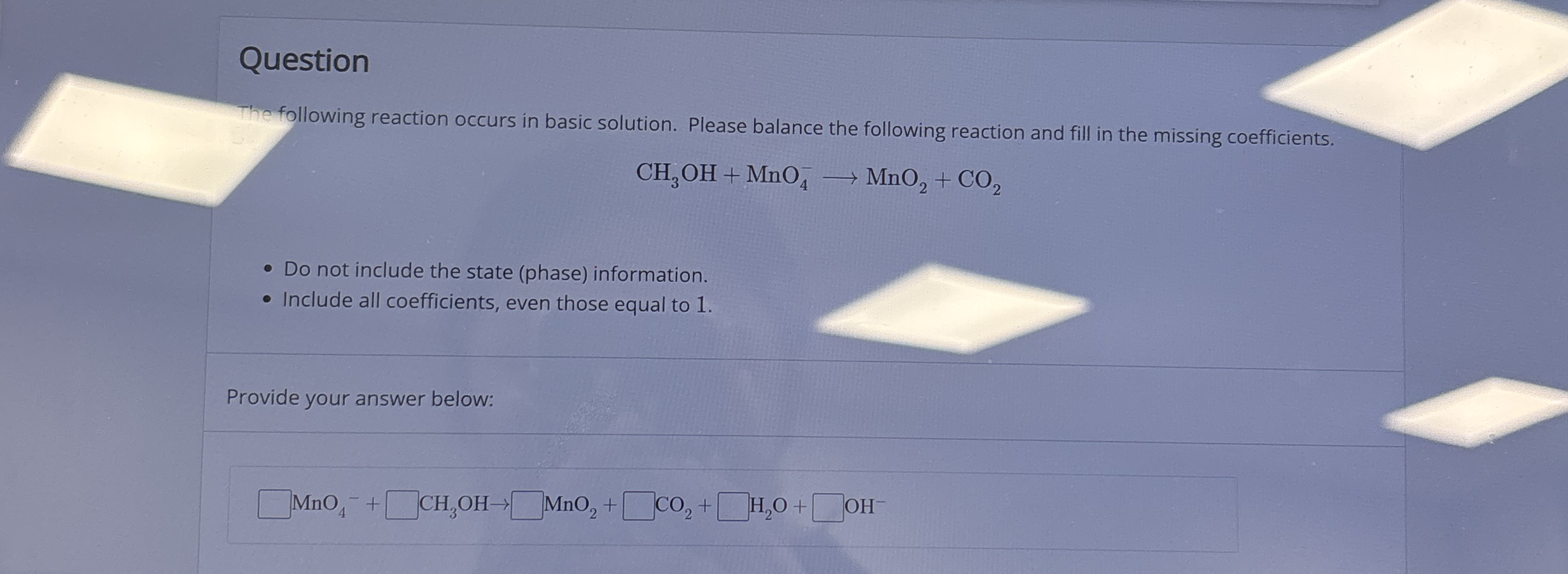 Solved QuestionThe following reaction occurs in basic | Chegg.com