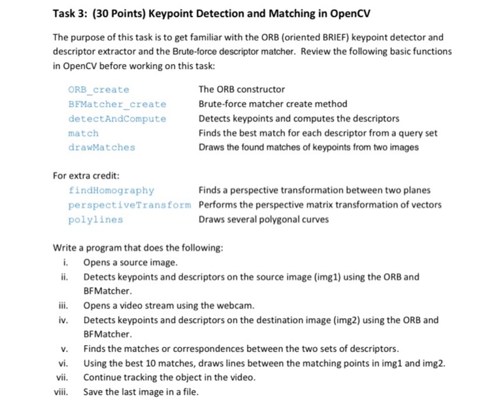 Task 3: (30 Points) Keypoint Detection and Matching | Chegg.com