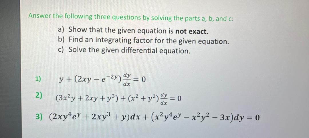 Solved Answer the following three questions by solving the | Chegg.com
