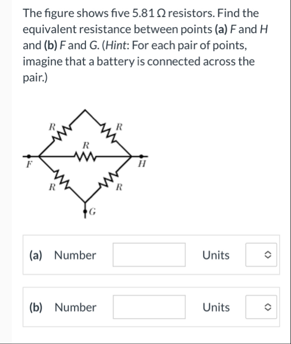 Solved The figure shows five 5.81Ω ﻿resistors. Find the | Chegg.com