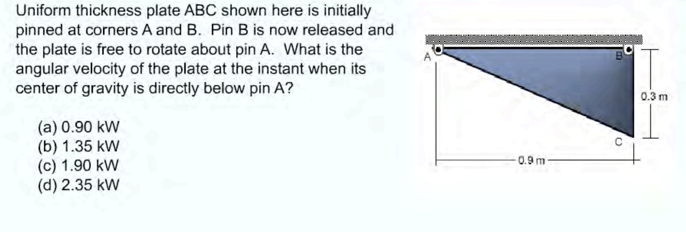 Solved Uniform thickness plate ABC shown here is initially | Chegg.com