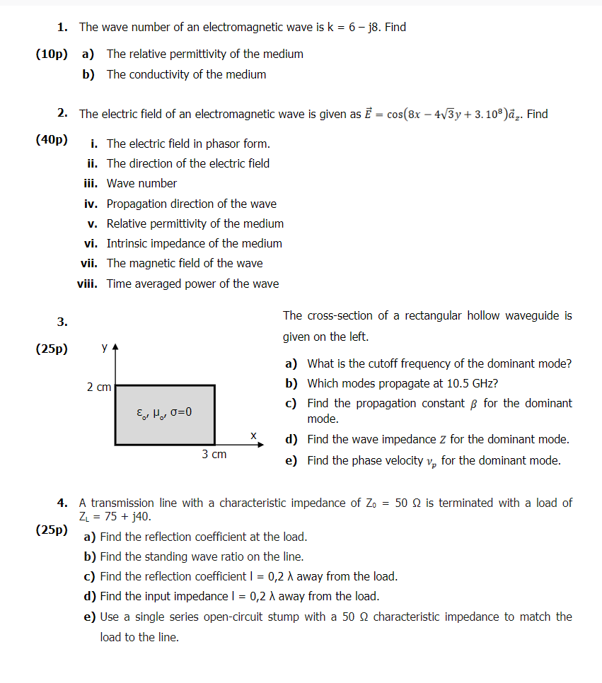 Solved 1.The wave number of an electromagnetic wave is k | Chegg.com
