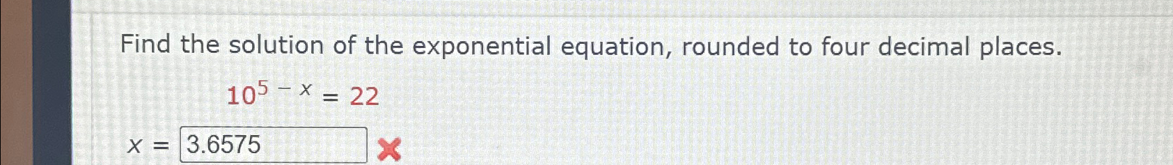 Solved Find the solution of the exponential equation, | Chegg.com