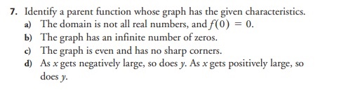 Solved 7. Identify a parent function whose graph has the | Chegg.com