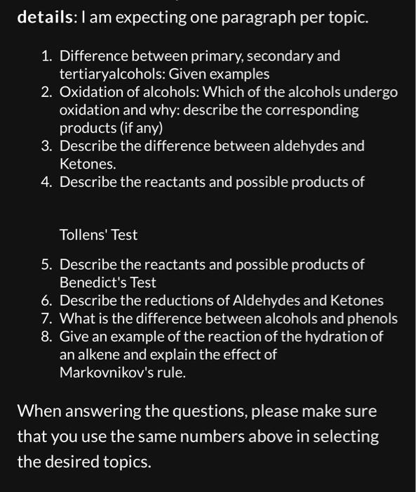 Solved details: I am expecting one paragraph per topic. 1. | Chegg.com