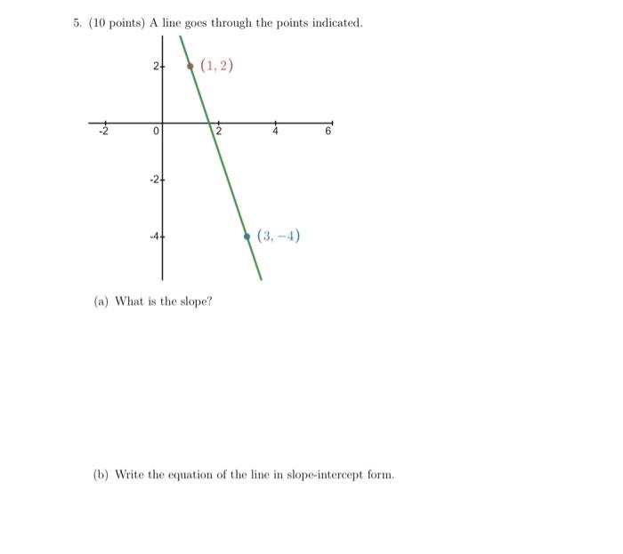 Solved 5. (10 points) A line goes through the points | Chegg.com