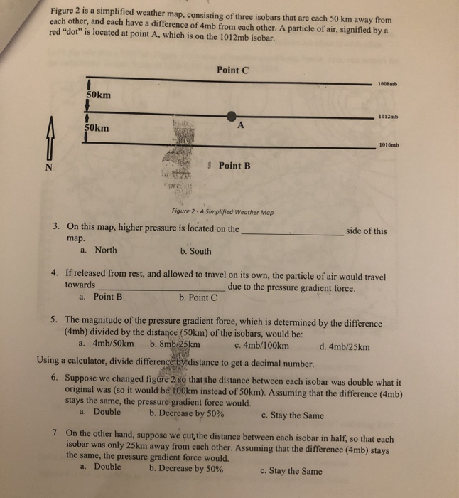 Solved Figure 2 is a simplified weather map, consisting of | Chegg.com