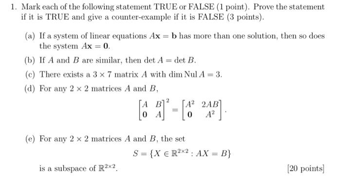 Solved Mark each of the following statement TRUE or FALSE (1 | Chegg.com