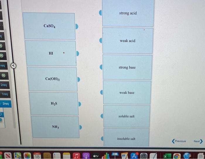 Solved strong acid CaSO4 weak acid HI reg strong base | Chegg.com