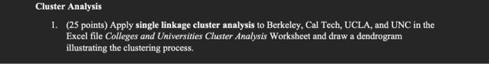 Solved Cluster Analysis 1. (25 points) Apply single linkage | Chegg.com