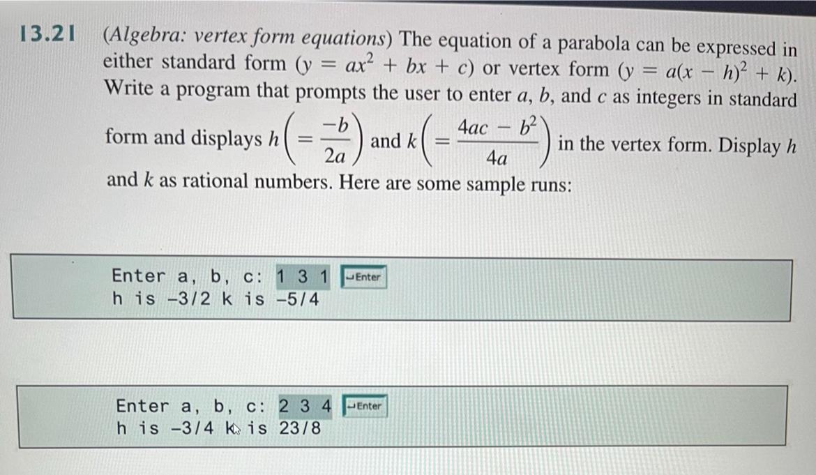 Solved 13.2 ﻿I (Algebra: vertex form equations) ﻿The | Chegg.com