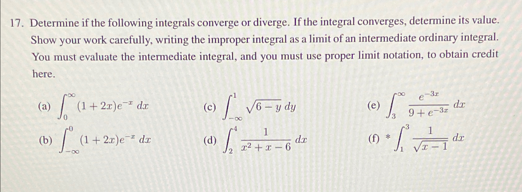 Solved Determine if the following integrals converge or | Chegg.com