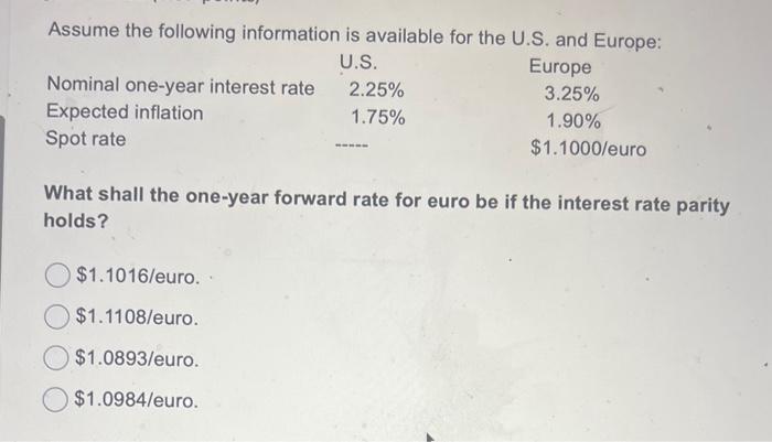 Solved Assume the following information: Given the | Chegg.com