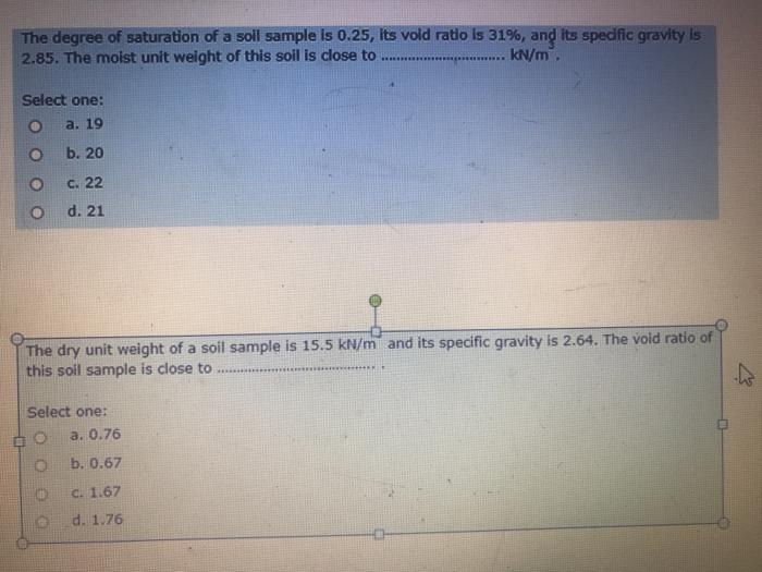 Solved The degree of saturation of a soil sample is 0.25, | Chegg.com