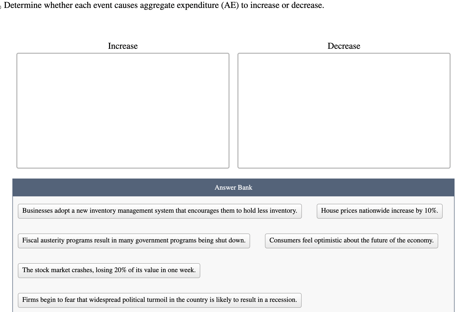 Solved Determine whether each event causes aggregate | Chegg.com