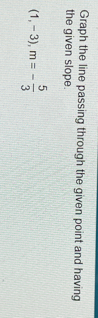 Solved Graph the line passing through the given point and | Chegg.com