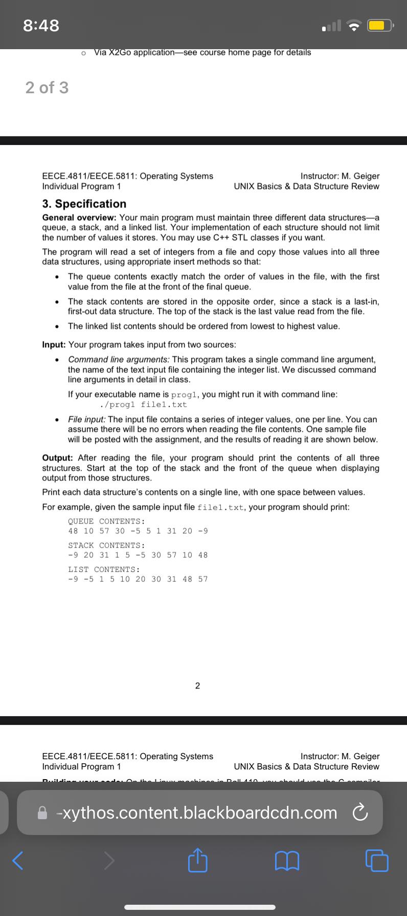Solved 8:48Via X2Go application-see course home page for | Chegg.com