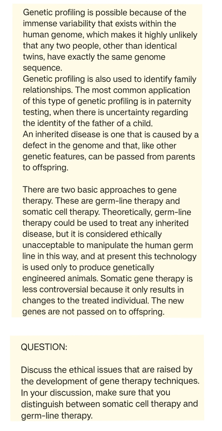 Solved Genetic profiling is possible because of theimmense | Chegg.com