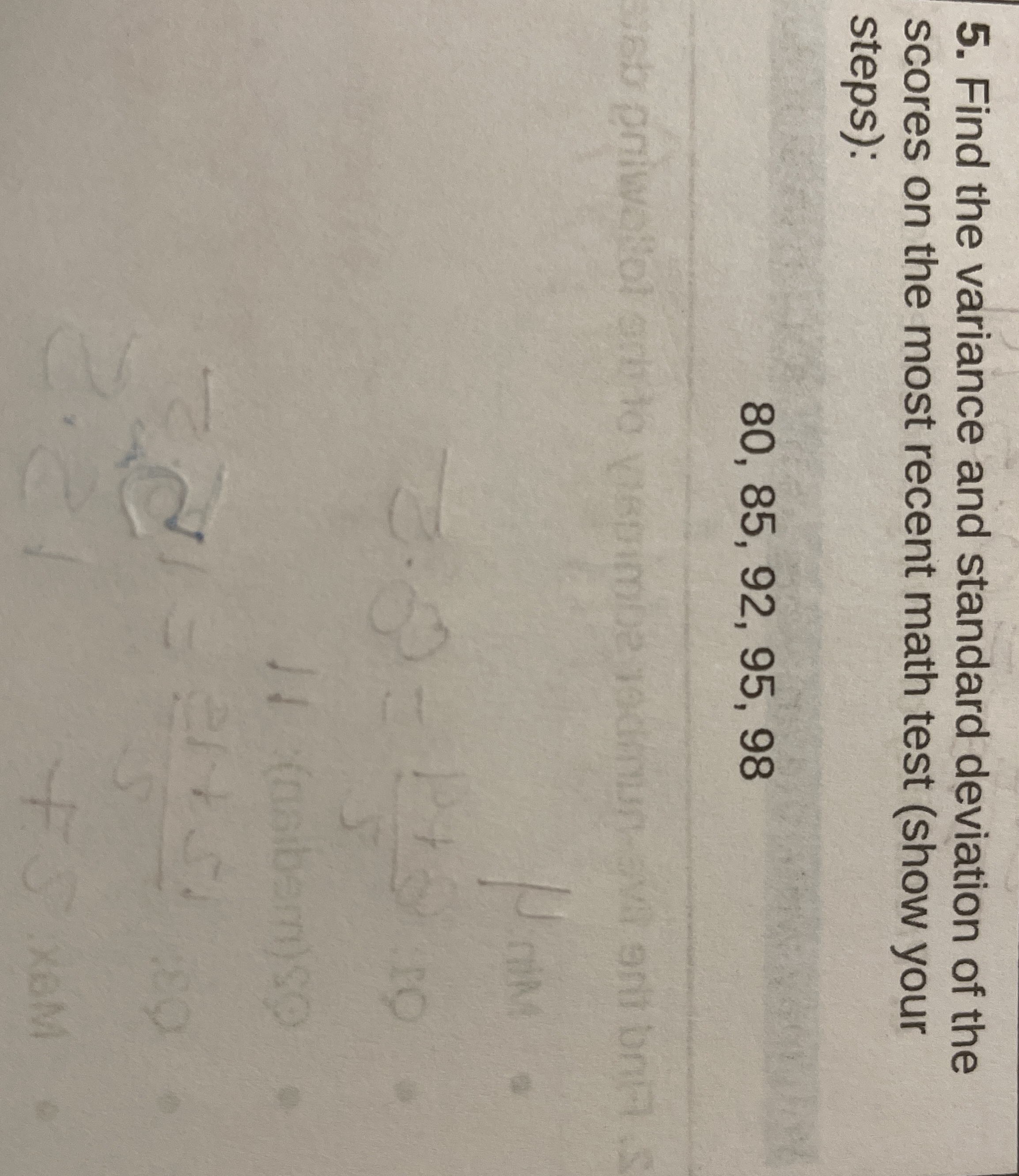 Solved How to solve Find the variance and standard deviation | Chegg.com