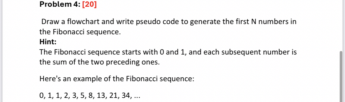 Solved Problem 4 20 Draw A Flowchart And Write Pseudo Code 