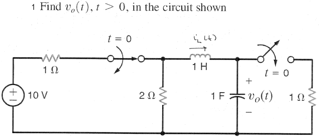 Solved 1 ﻿Find vo(t),t>0, ﻿in the circuit shown | Chegg.com