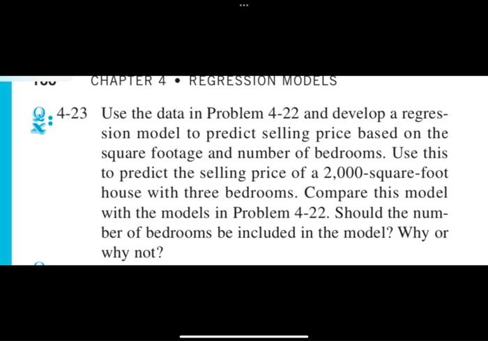 Solved 4-23 Use the data in Problem 4-22 and develop a | Chegg.com