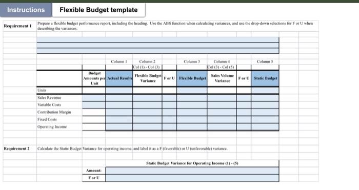 Solved Instructions Flexible Budget template Chapter 21 | Chegg.com