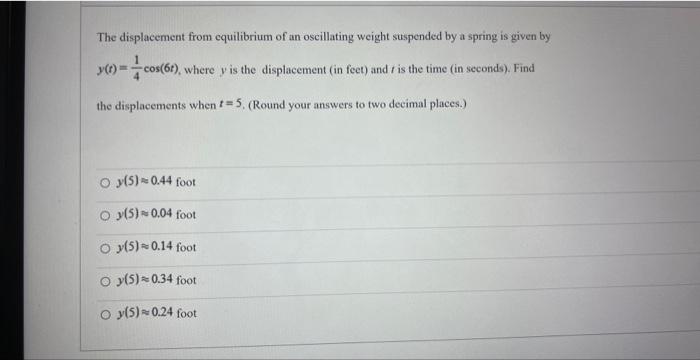 Solved The displacement from equilibrium of an oscillating | Chegg.com
