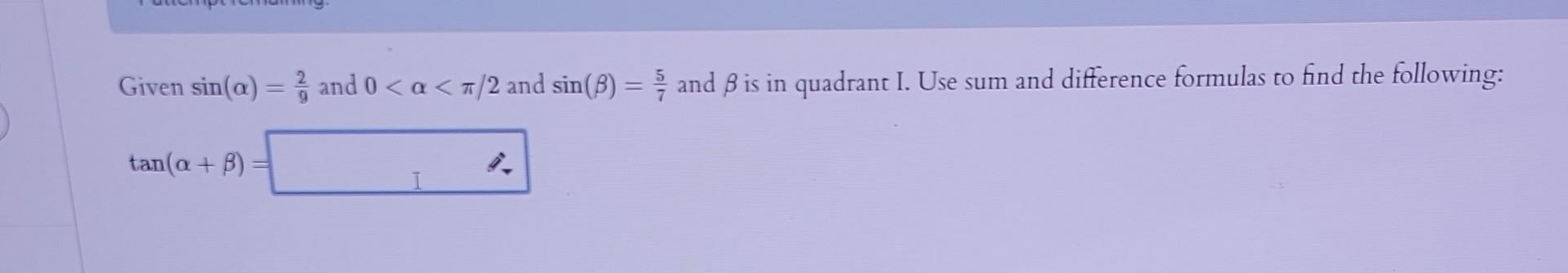 Solved 1 attempt remaining. Use an addition or subtraction | Chegg.com