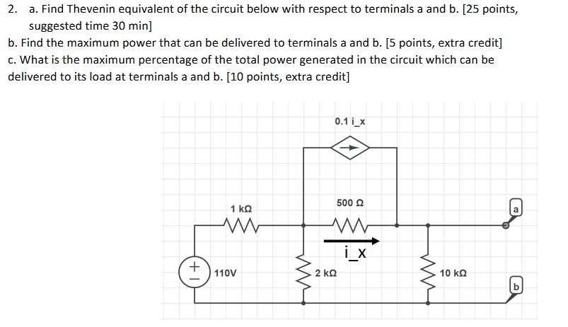Solved 2. ﻿a. ﻿Find Thevenin equivalent of the circuit below | Chegg.com