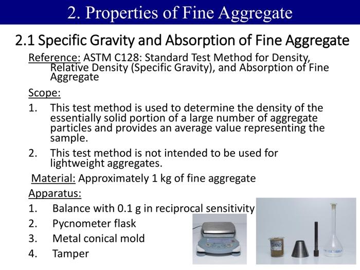 Solved 2.1 Specific Gravity and Absorption of Fine Aggregate | Chegg.com