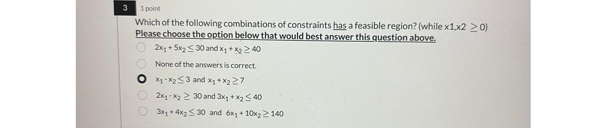 Solved 31 ﻿pointWhich of the following combinations of | Chegg.com