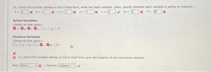 Solved Consider the following simplex tableau. Part 1 of 2 | Chegg.com