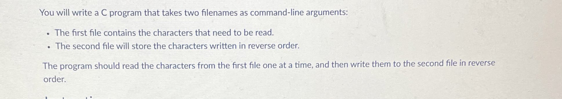 Solved You will write a C program that takes two filenames | Chegg.com